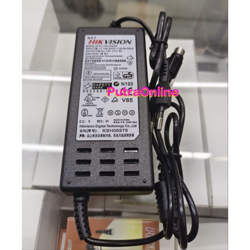 Jual Power Supply DC 12V 5A Power Supply CCTV Merek HIKVISION Input AC ...