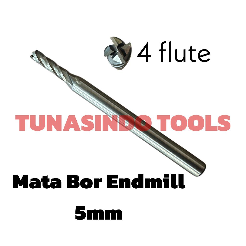 Jual Mata bor endmill 5 mm mata bor carbide end mill 4 flute 5mm ...