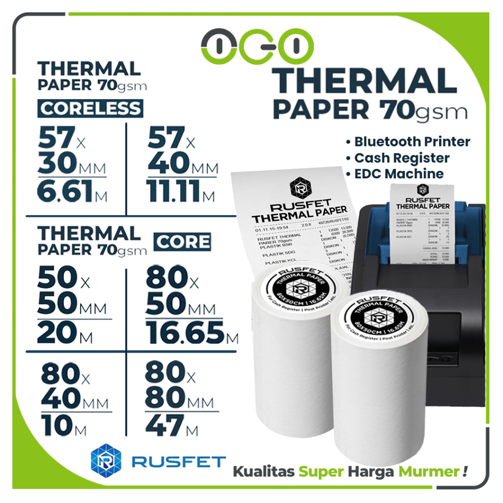 Jual Kertas Thermal All Varian CORE / NON-CORE termal Paper Sticker ...