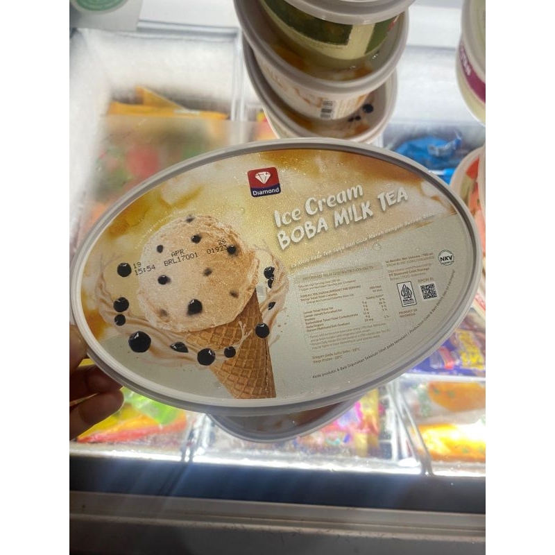 Jual es krim diamond 700 ml boba milk tea | Shopee Indonesia
