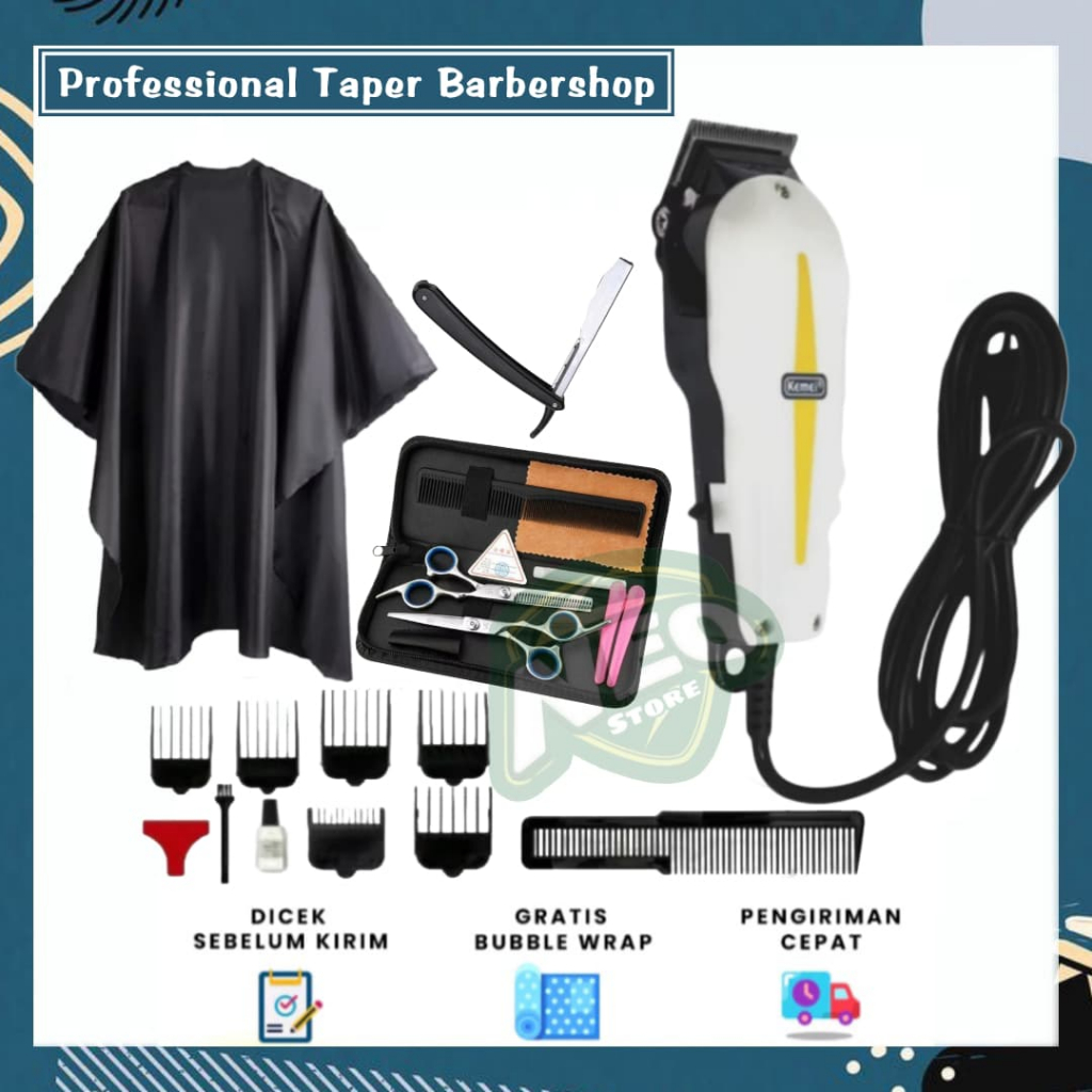 Jual Alat Mesin Cukur Rambut Kemei Paket Barbershop Usaha Pangkas ...