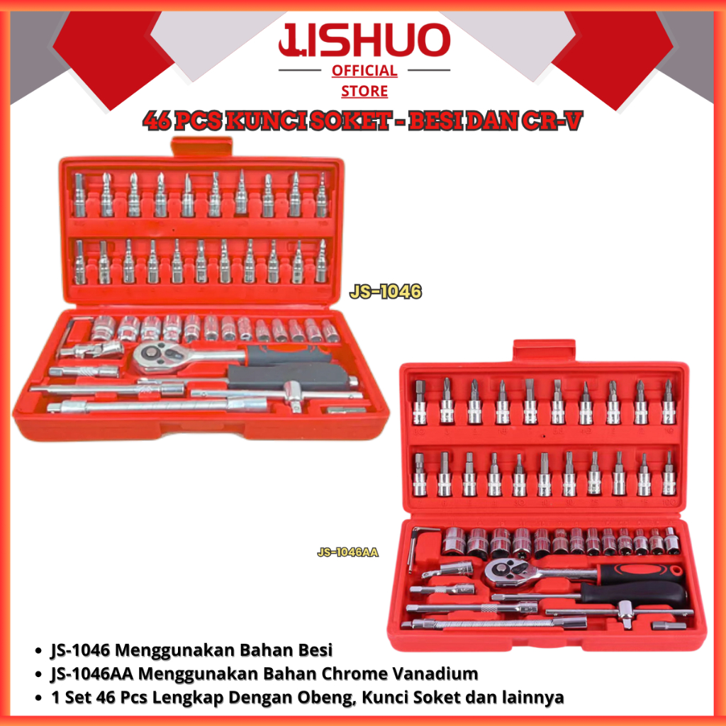 Jual Kunci shock set 46pcs 1/4" multifungsi JS-1046AA & JS-1046 JISHUO | Shopee Indonesia