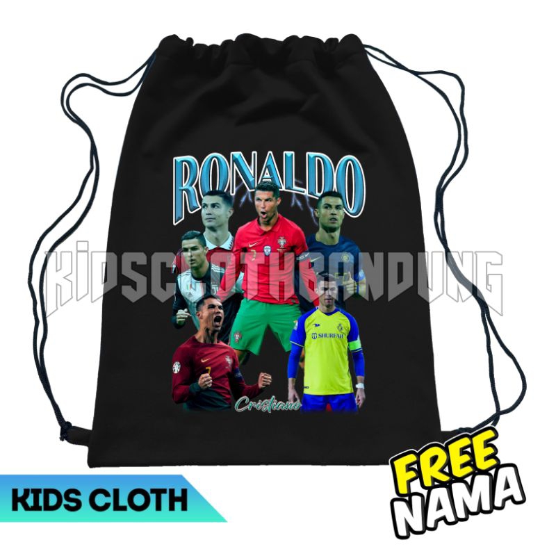 Jual BISA COD FREE NAMA TAS SERUT ANAK STRINGBAG LOGO CRISTIANO RONALDO ...