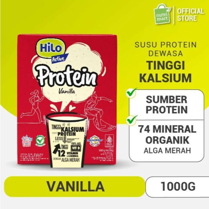 Jual Hilo Active Protein Vanila 1000G / 1KG Susu Tinggi Kalsium Lebih ...