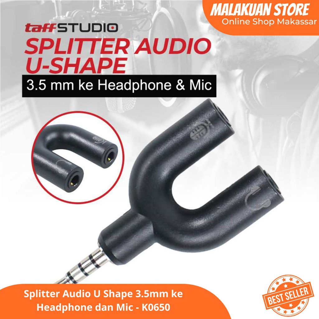 Jual Alat Splitter Audio U Shape 3.5mm ke Headphone dan Mic | Shopee ...