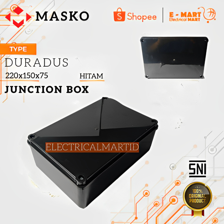 Jual MASKO Duradus Hitam Putih Datar polos 220x150x75 Junction Box PVC ...