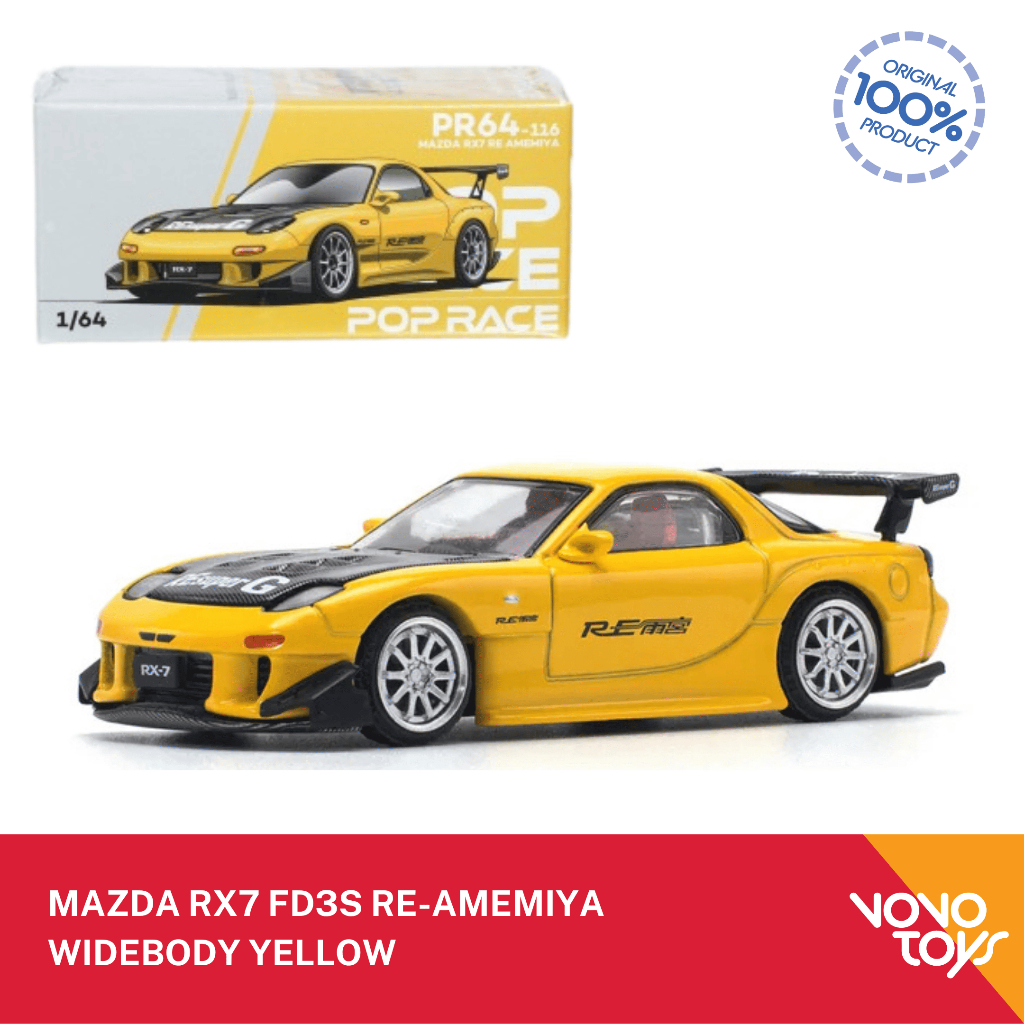 Jual Poprace 1/64 Mazda RX7 FD3S Re-Amemiya Widebody Yellow | Shopee Indonesia
