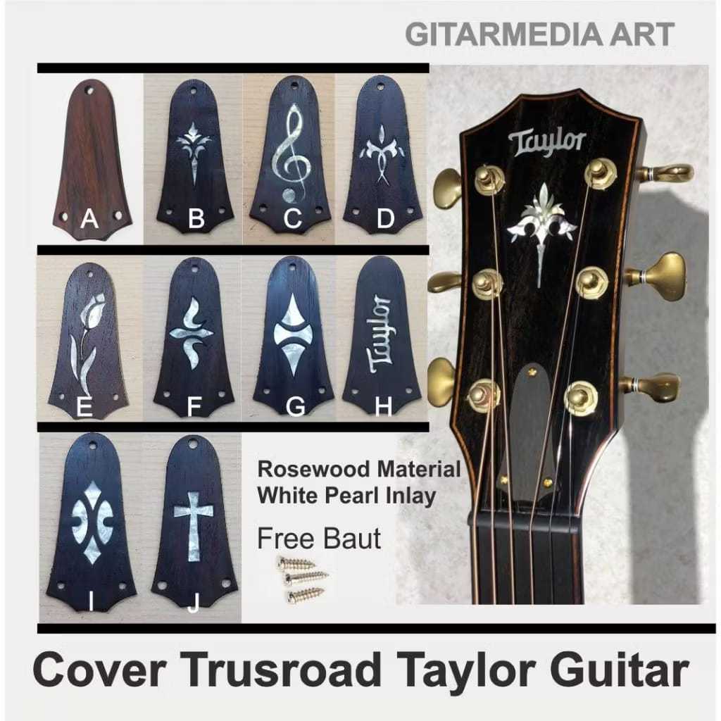 Jual custom trus rod cover guitar penutup besi gitar custom trusroad ...