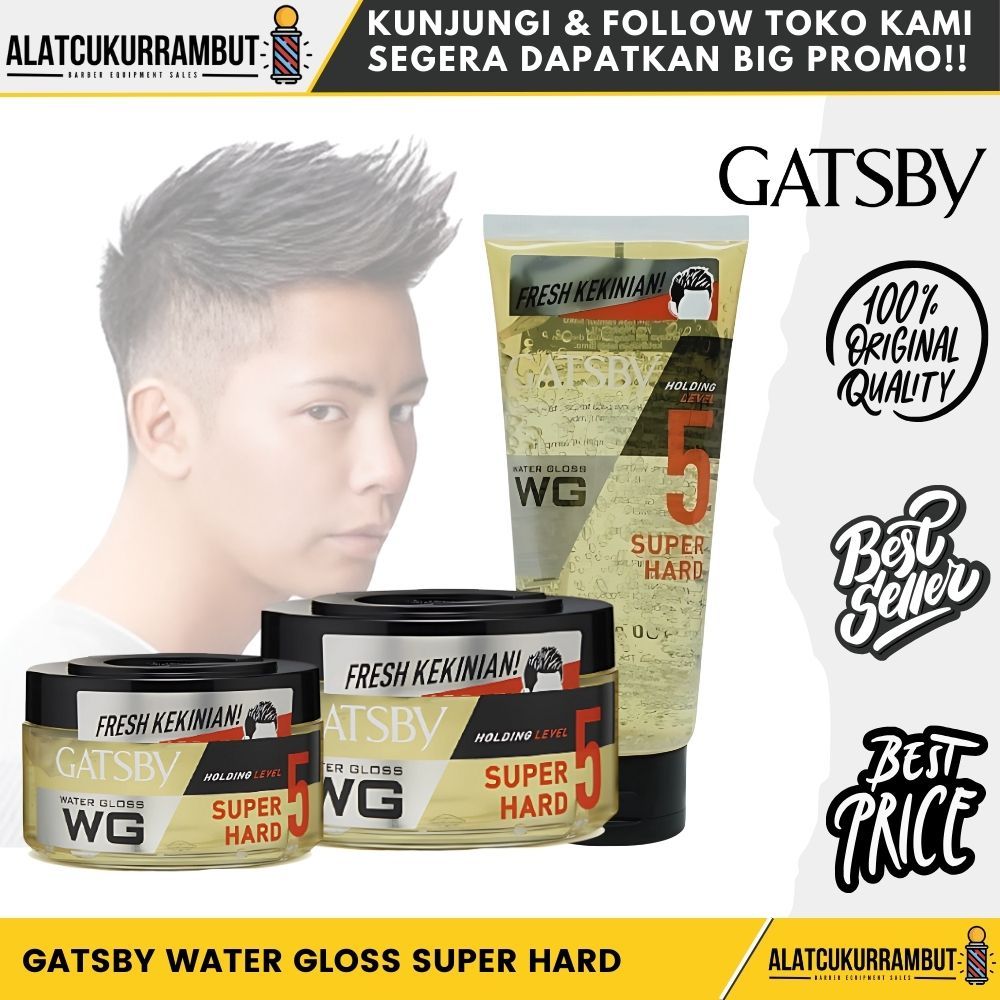 Jual GATSBY Water Gloss Super Hard Pomade Minyak Rambut Pria 30 75 100 ...