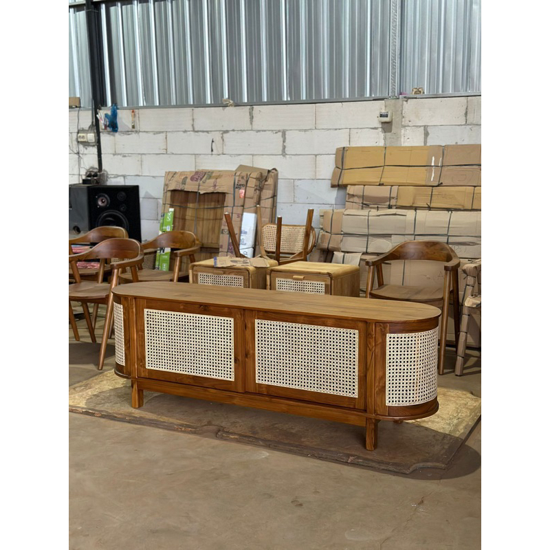 Jual Buffet Jati Rotan Oval Minimalis - Meja TV Rotan Scandinavian Jati ...