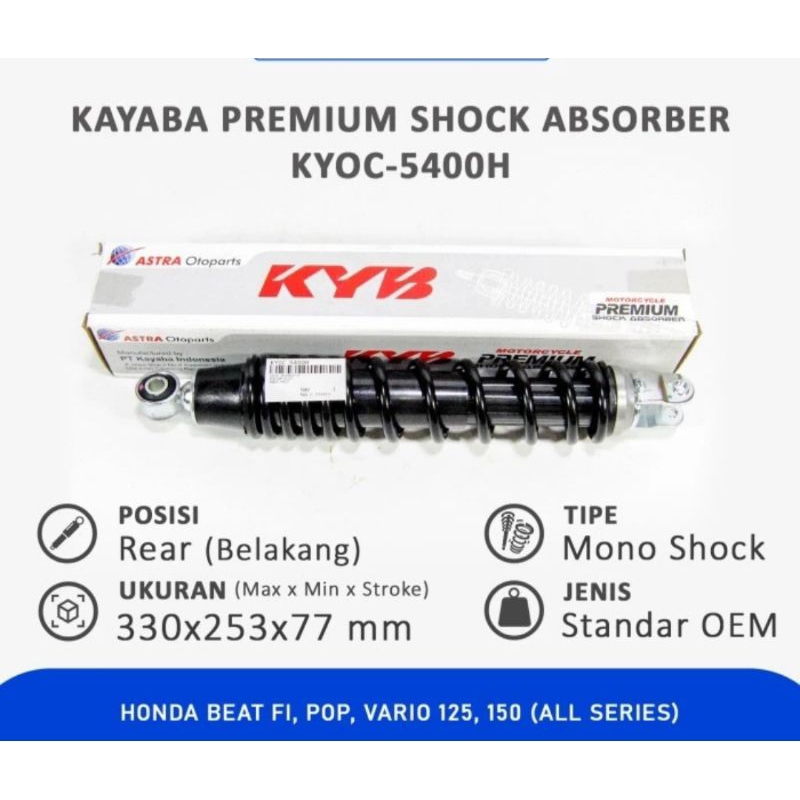 Jual Shock Breaker Vario 125 / Beat F1 / Pop KYB KYOC 5400H Shock Belakang Vario KYB | Shopee ...