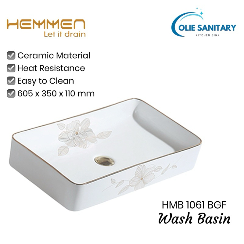 Jual Hemmen HMB 1061 BGF Wastafel Keramik Meja Wastafel Basin Ceramic ...