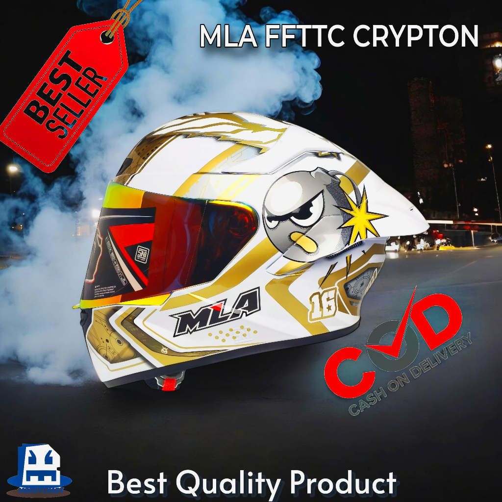 Jual MLA TTC Crypton / Motif Mario White Gold / Helm Full Face Paket ...