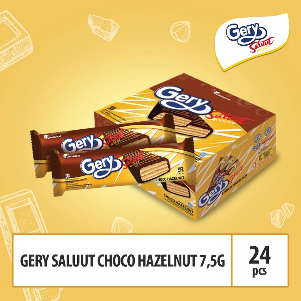 Jual Gery Saluut Wafer Chocolate Hazelnut Box isi 24 Pcs @ 7,5 gr ...