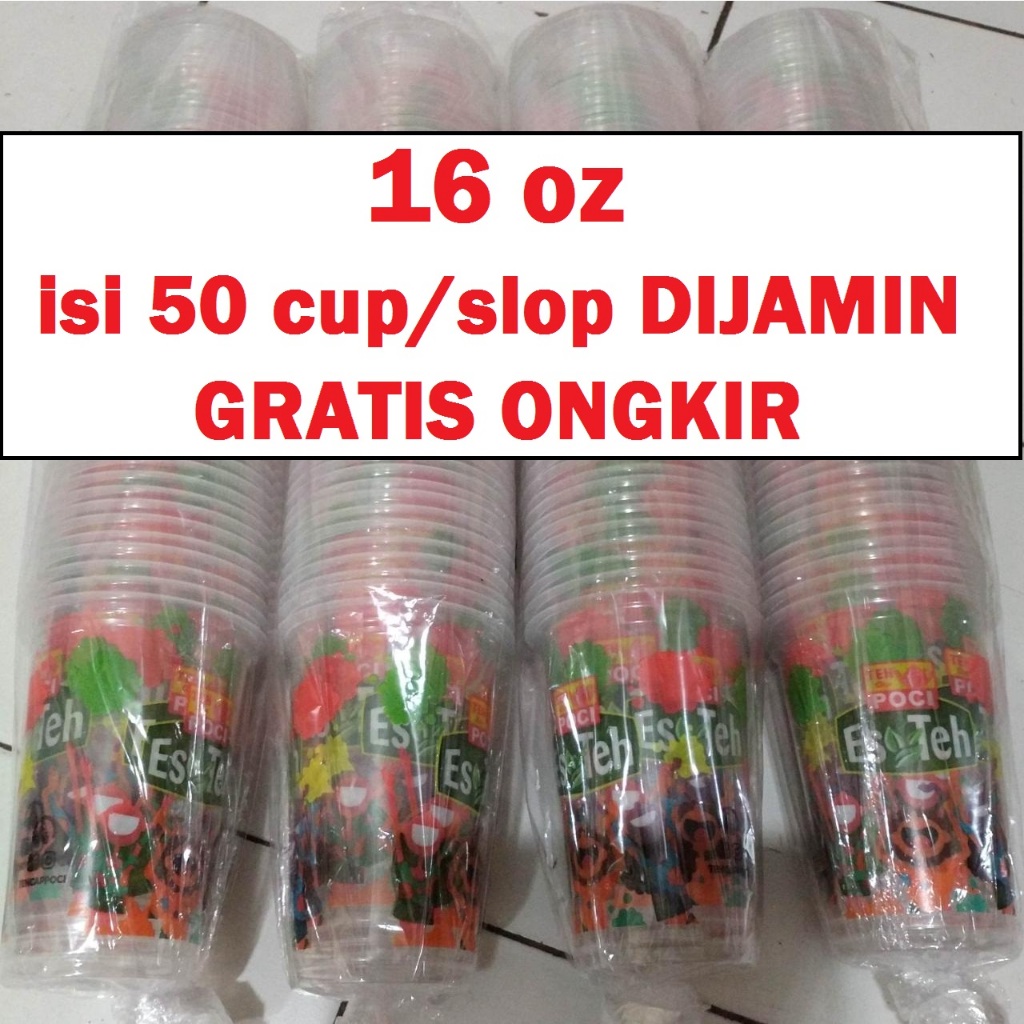 Jual GGj Gelas Teh Poci 16oz SLOP Isi 50 Cup 16 Oz ASLI 100% | Shopee ...