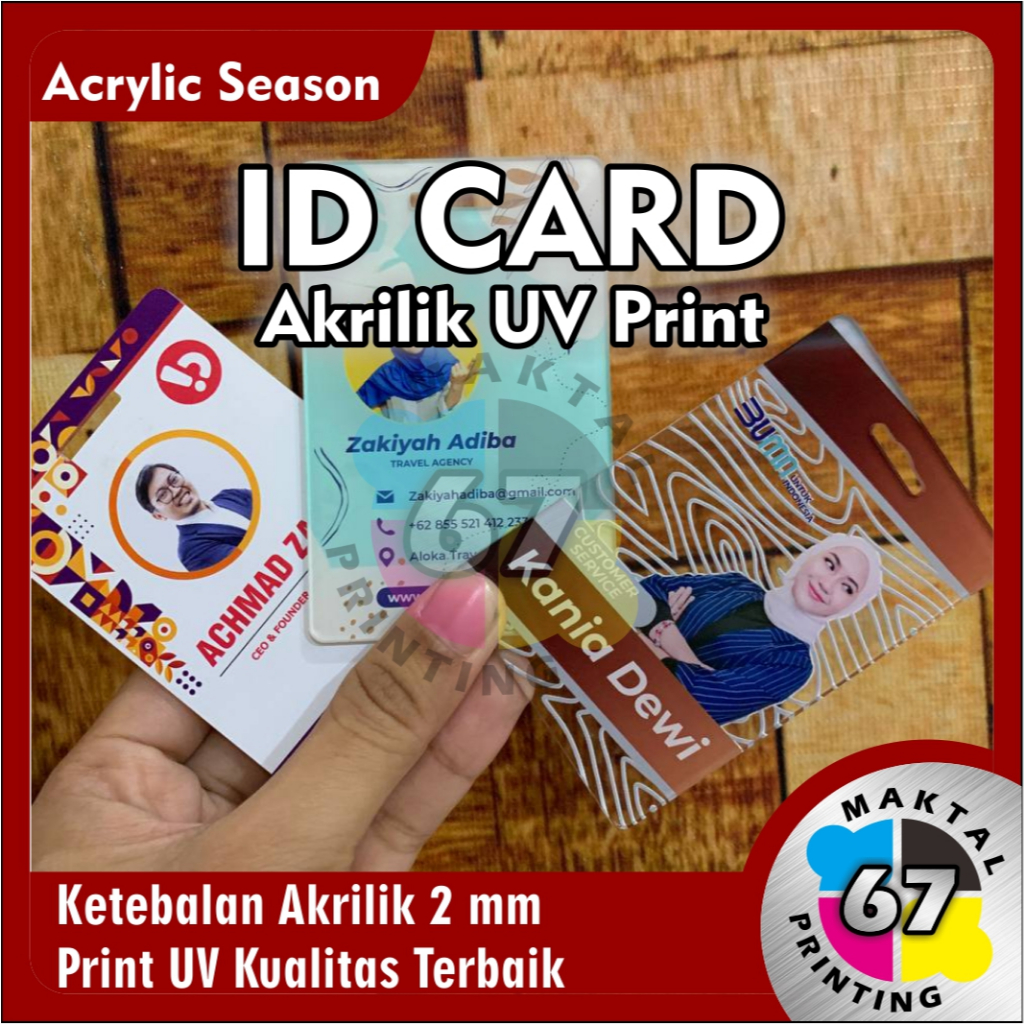 Jual Custom ID Card Akrilik UV | ID Card Perusahaan Kokoh | ID Card ...