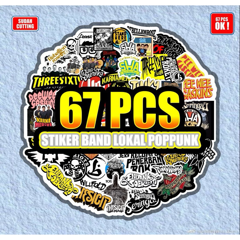 Jual 67pcs stiker pack band local stiker aesthetic stiker case hp helm ...