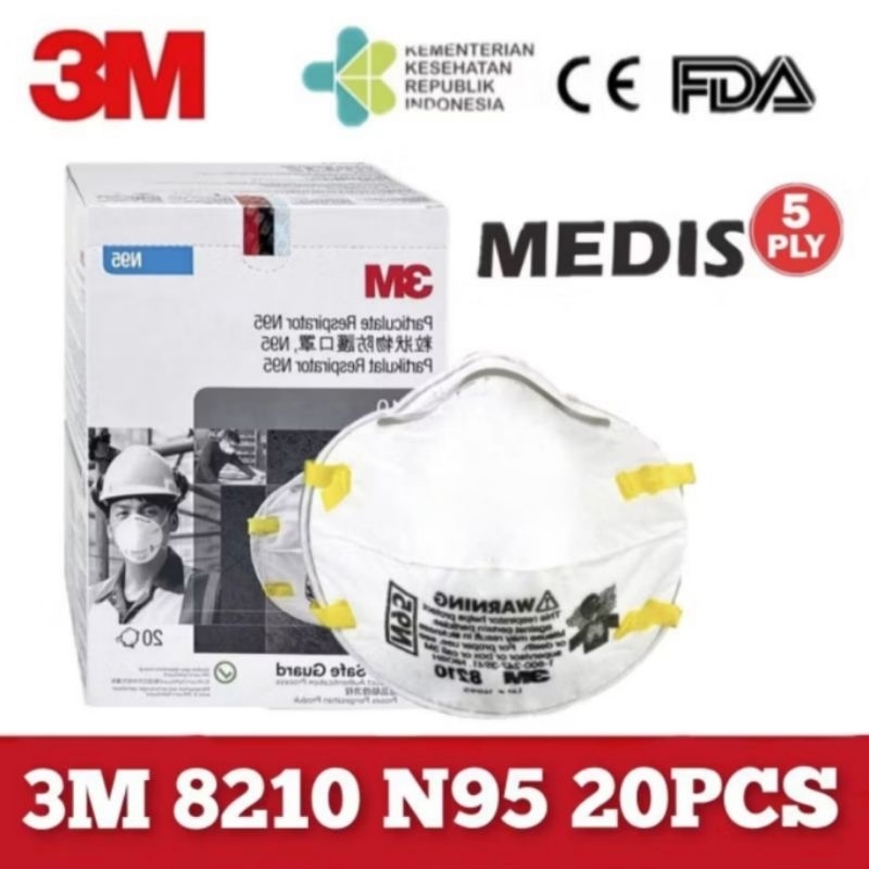Jual Masker Respirator N95 3M 8210 1Box isi 20 PCS | Shopee Indonesia