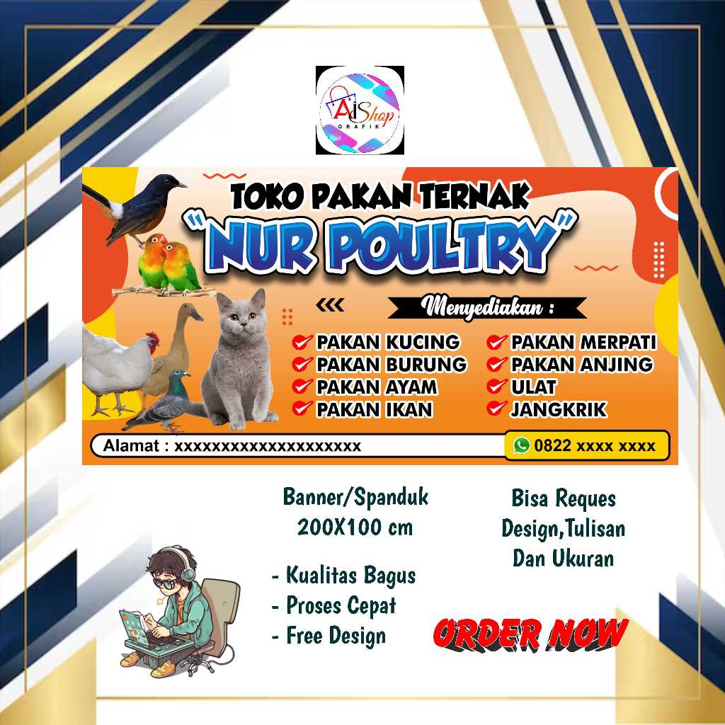 Jual spanduk banner pakan ternak Model A | Shopee Indonesia