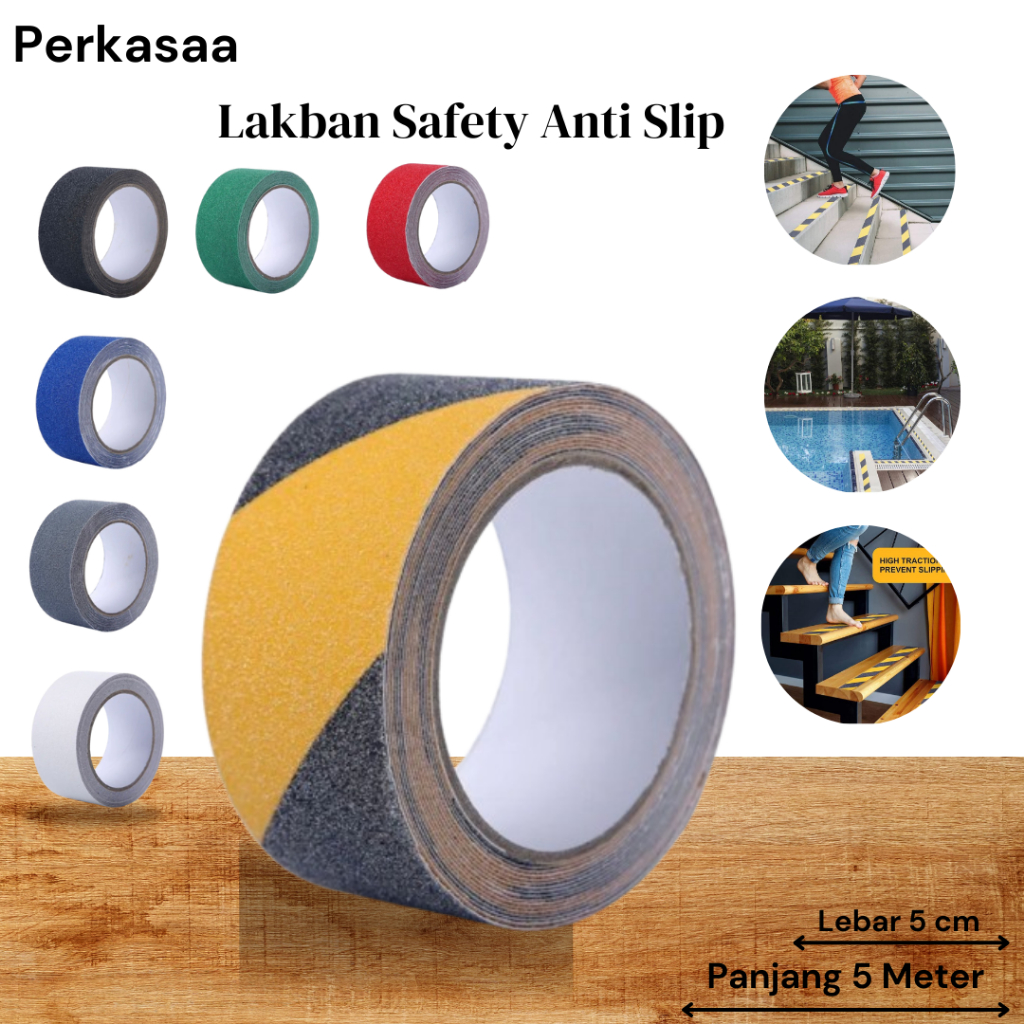 Jual Lakban Safety Grip Anti Slip 5CM 5M Tape Anti Licin 5 CM x 5 Meter Sticker Ujung Lantai ...