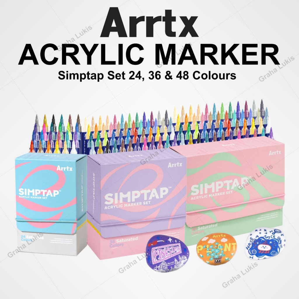 Jual Arrtx 24 / 48 Colors Simptap Acrylic Marker Set | Shopee Indonesia
