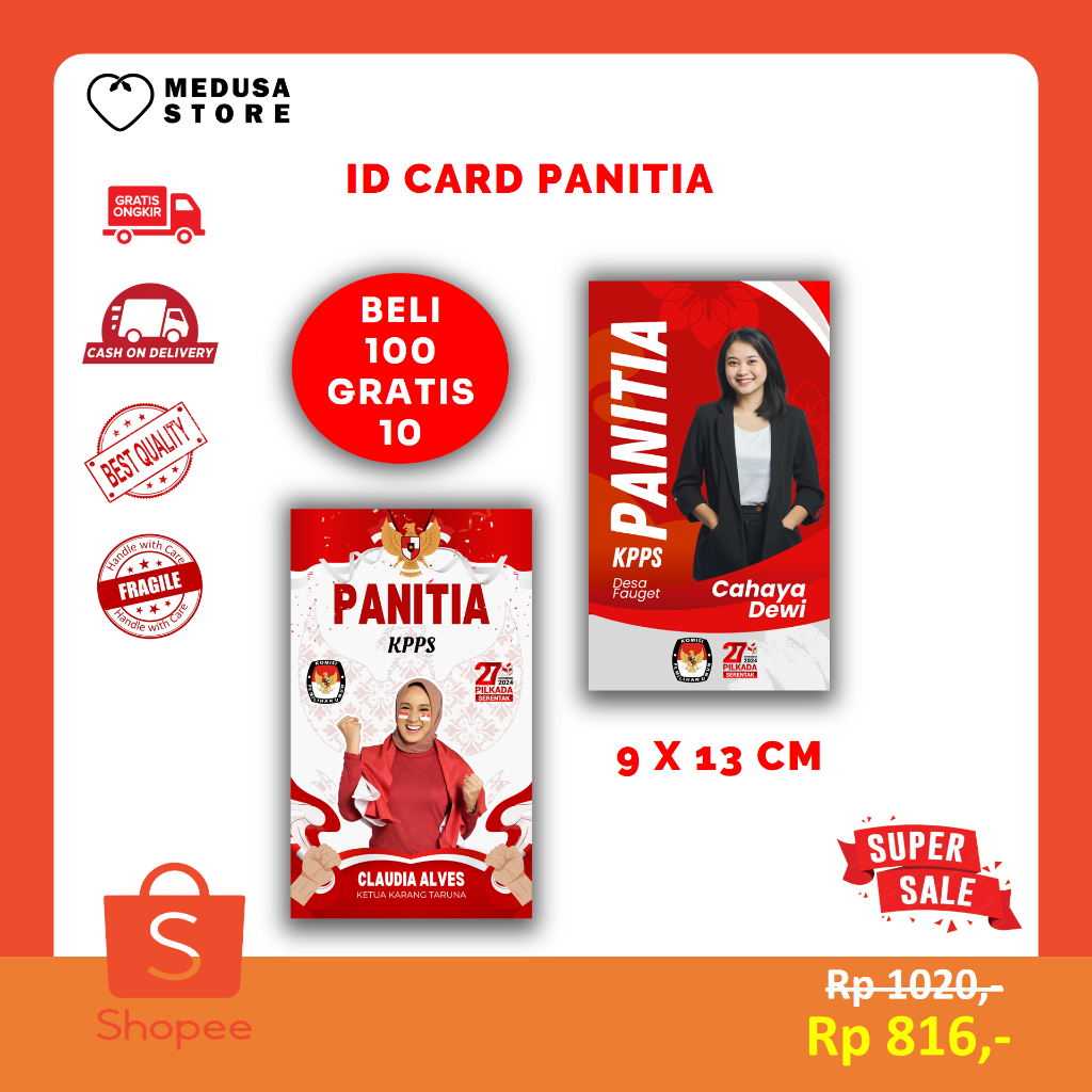 Jual Id Card Name tag anggota Peserta Panitia Exhibition Pameran 9x13 ...