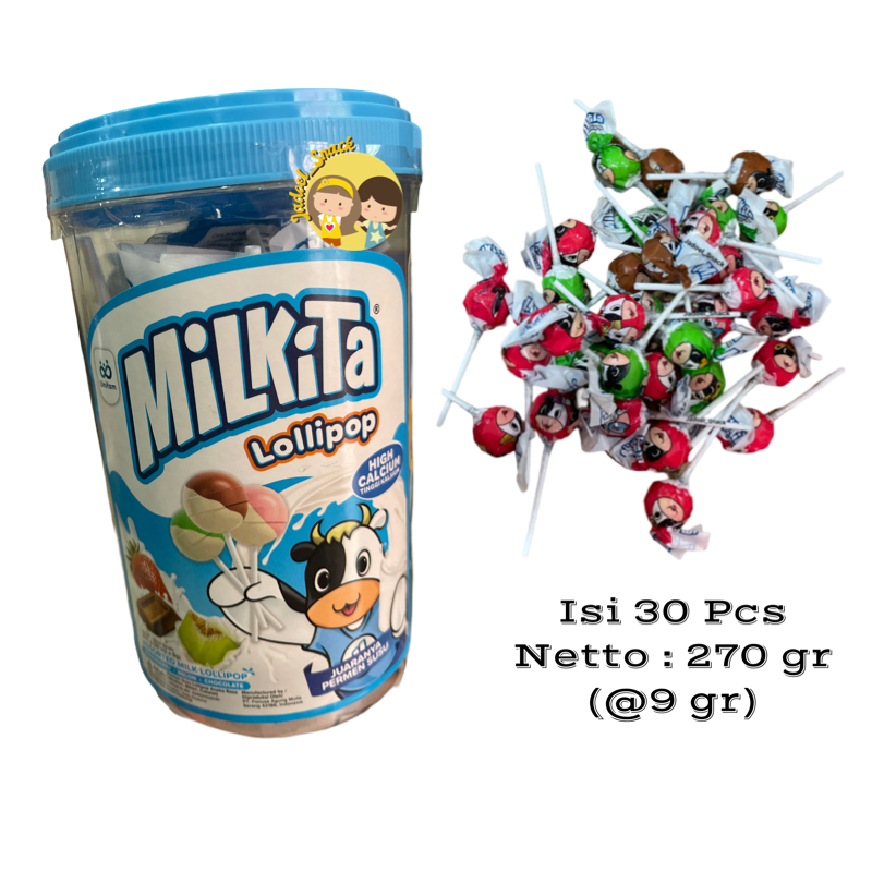 Jual Permen Lolipop Milkita Toples 30 X 9 Gr Rasa Cokelat Strawberry ...