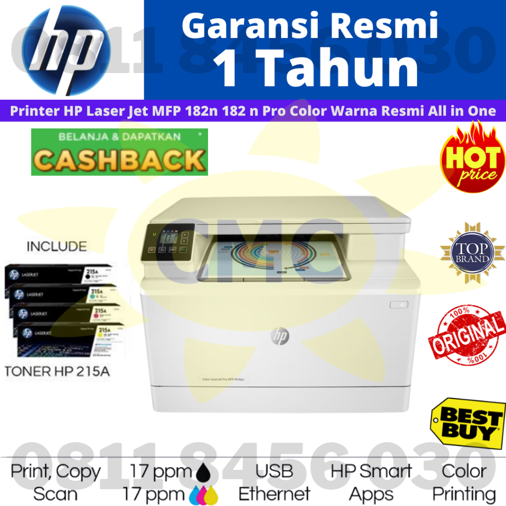 Jual Printer HP Laser Jet MFP 182n 182 n M182n Pro Color Warna Resmi ...