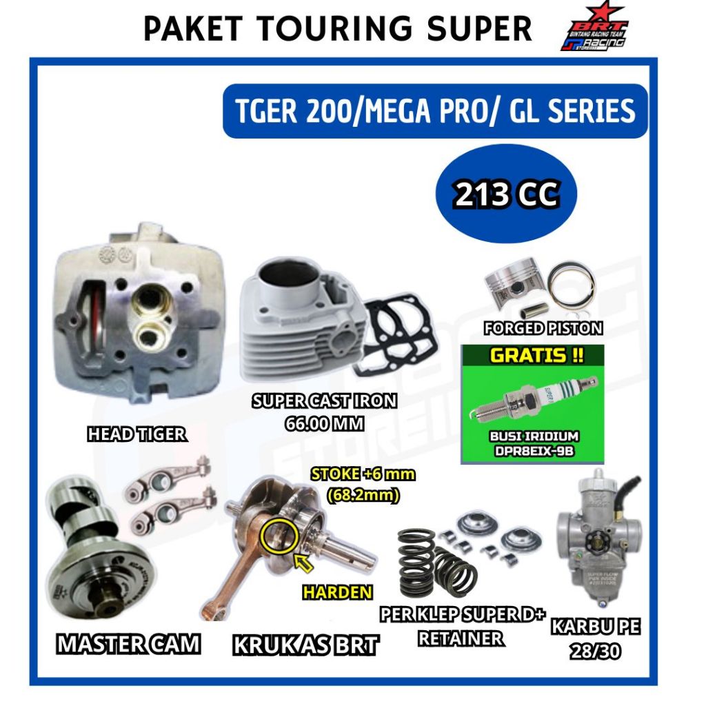 Jual Paket Bore Up Tiger 200/Mega Pro Primus/GL-Head-Blok Piston-Cam ...
