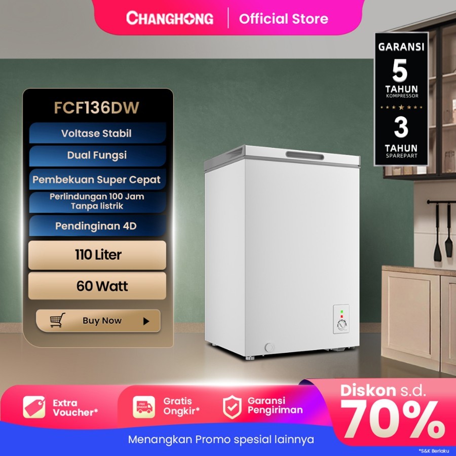 Jual Chest Freezer Multifungsi Beku & Dingin Changhong FCF 136DW ...