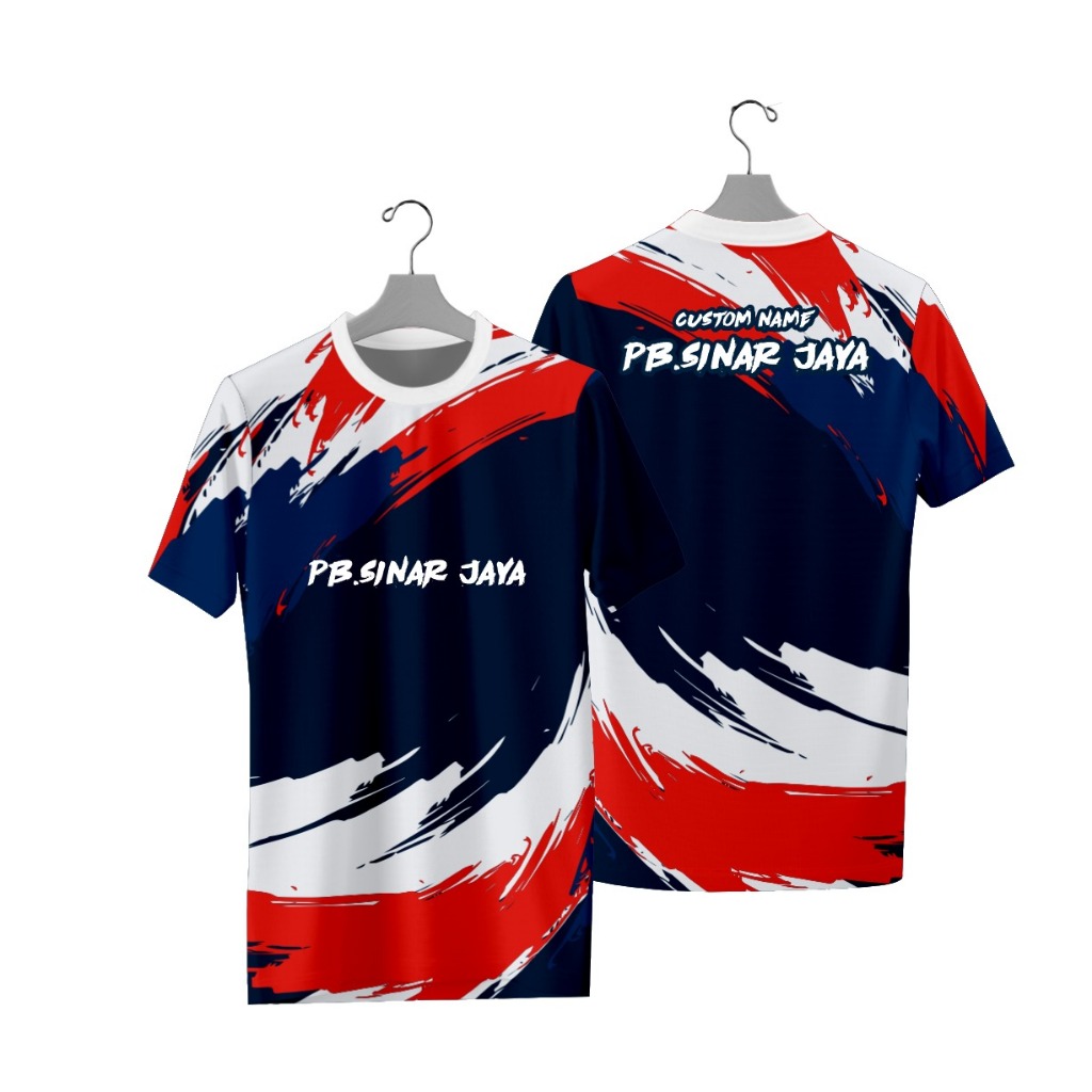 Jual Jersey Badminton Gradasi Navy Merah Putih Full Printing (Free ...