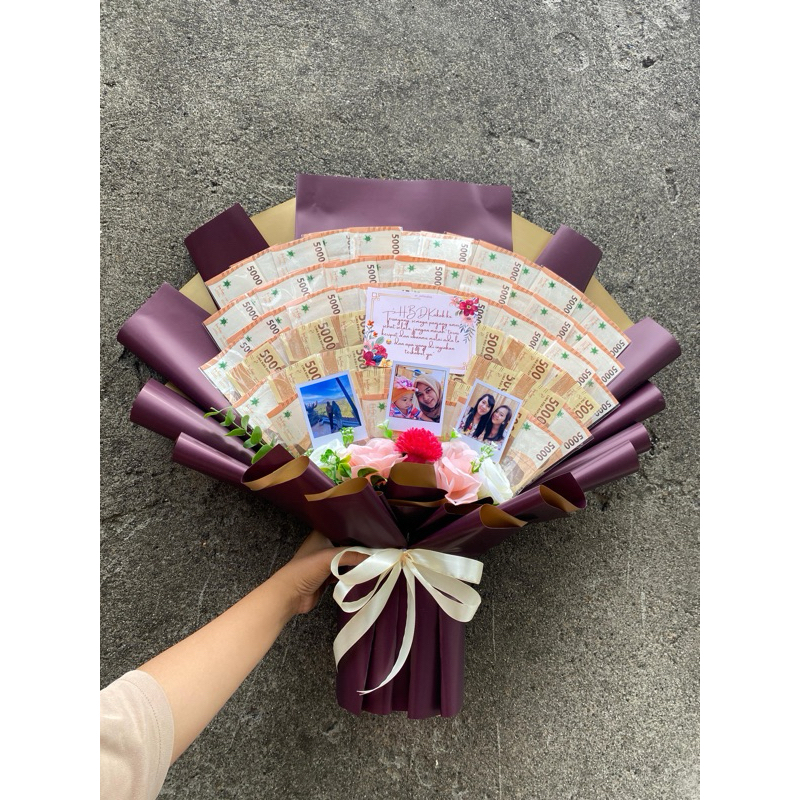 Jual Jasa buket bunga + ucapan + 3 foto (60lembar) | Shopee Indonesia