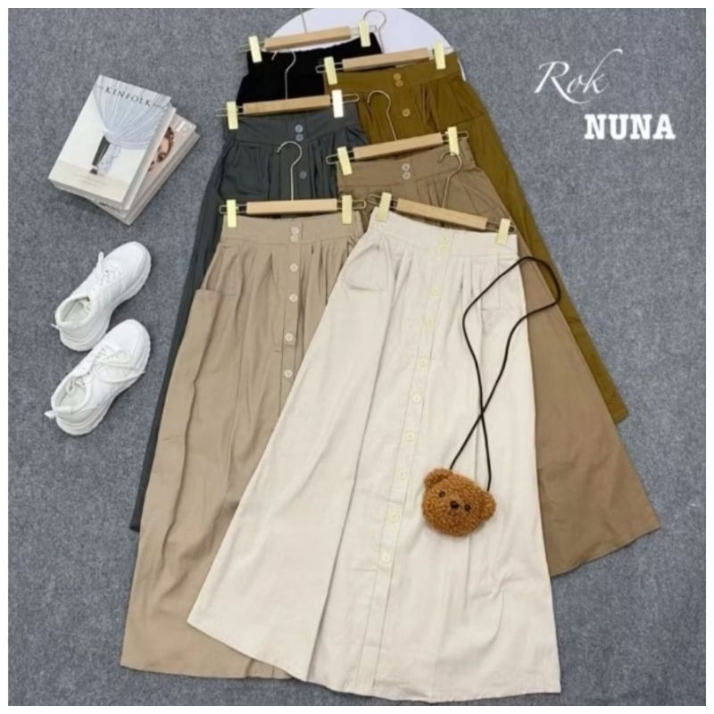 Jual Nuna Skrit Rok Wanita Bahan Katun Twill Premium-Rok Polos Korean ...