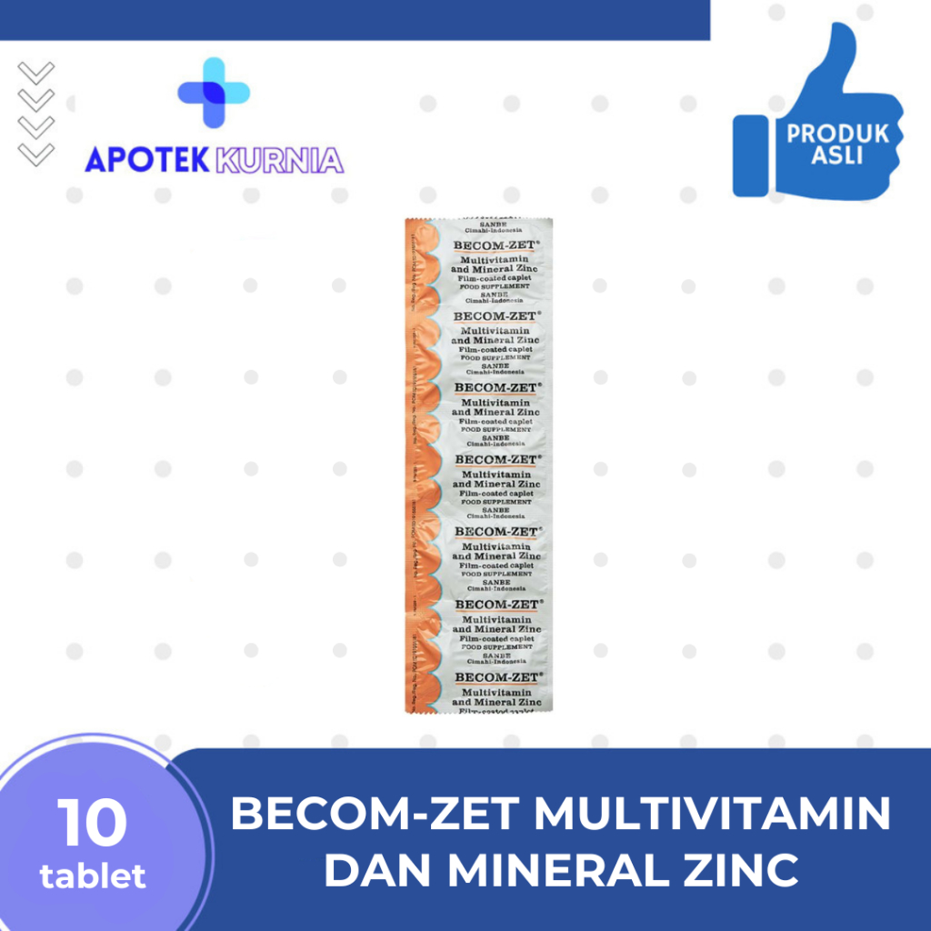 Jual BECOM-ZET MULTIVITAMIN DAN MINERAL ZINC - 1 STRIP @10 TABLET ...