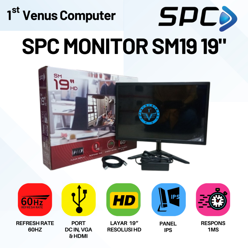 Jual MONITOR SPC SM19 LCD LED 19 INCH OFFICE VGA HDMI TN PANEL - Garansi Resmi 1 Tahun / MON01 ...