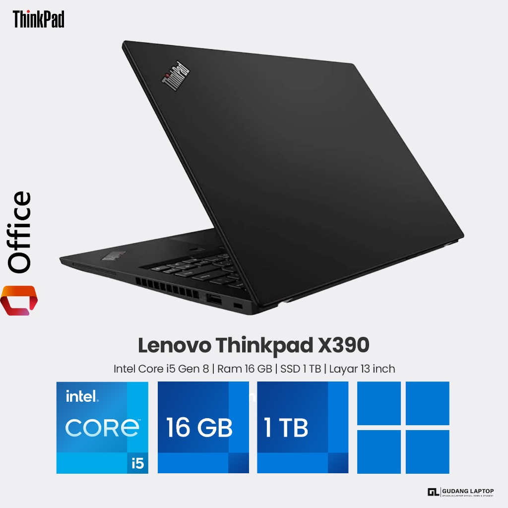 Jual Laptop Lenovo Thinkpad X390 Core i5 Gen 8 Ram 16 GB SSD 1 TB layar ...