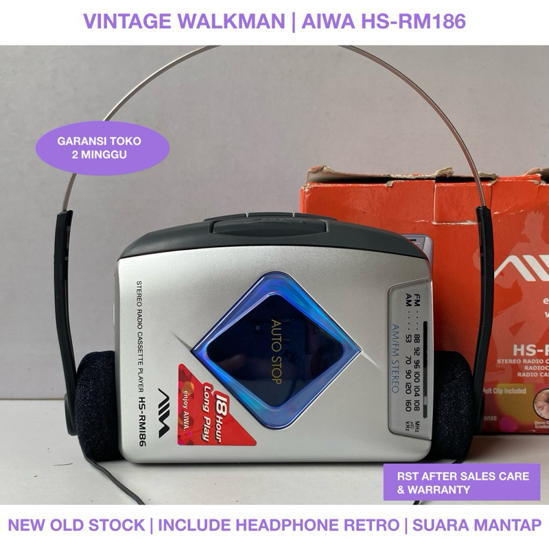 Jual VINTAGE WALKMAN | AIWA HS-RM186 | NEW OLD STOCK | INCLUDE HEADPHONE RETRO | Shopee Indonesia