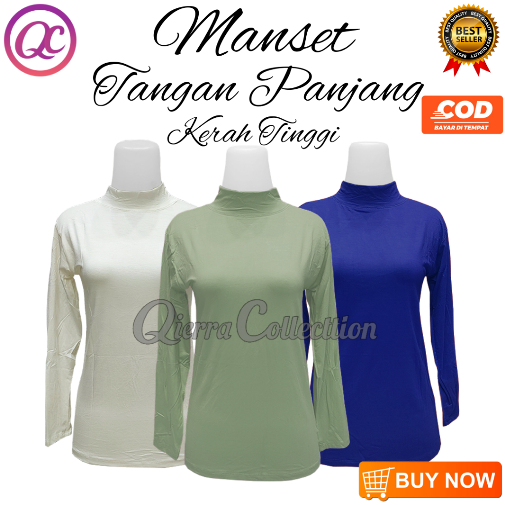 Jual Manset Adem Tangan Panjang Kerah Turtle Neck Wanita Muslimah Baju ...
