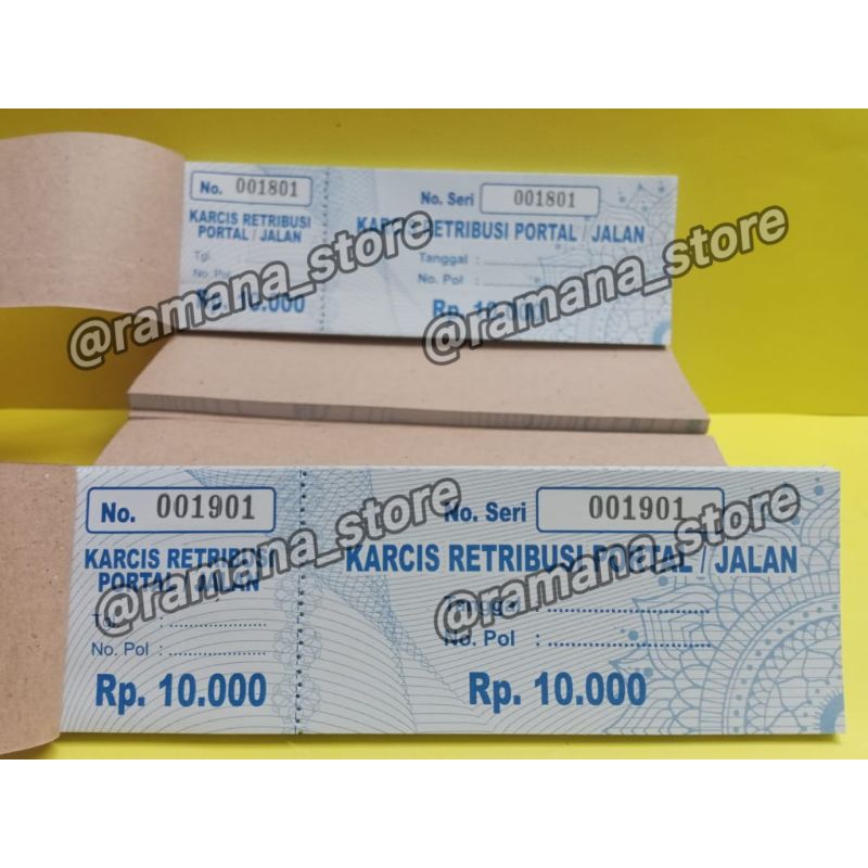 Jual KARCIS PORTAL JALAN/KARCIS PARKIR MOTOR MOBIL 5 RIBU, 10 RIBU ...