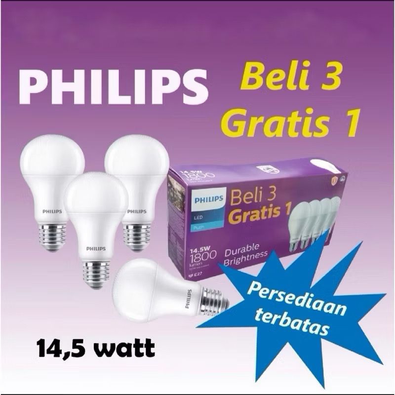 Jual Lampu PHILIPS LED Paket 14.5W Putih - Lampu LED Multipack 14,5 ...