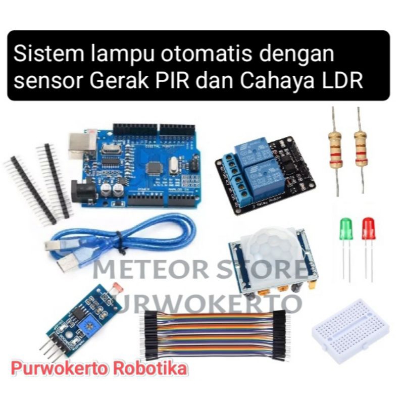 Jual sistem lampu otomatis berbasis Arduino uno dengan sensor gerak pir ...
