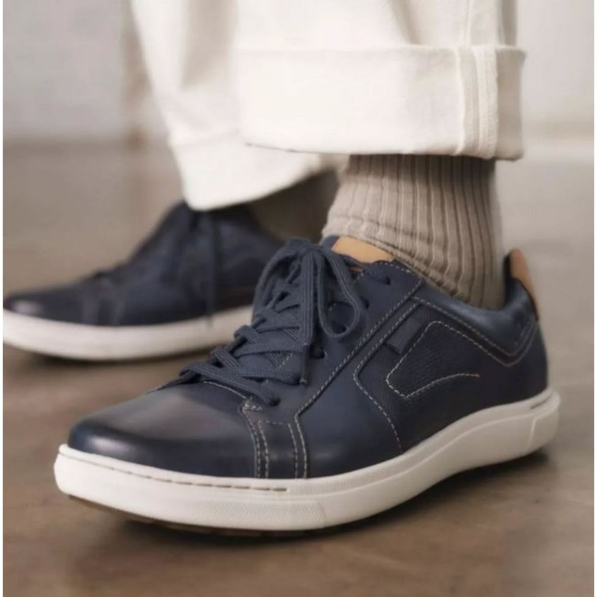 Jual Clarks Mapstone Lace Navy Leather Shoes Original | Shopee Indonesia