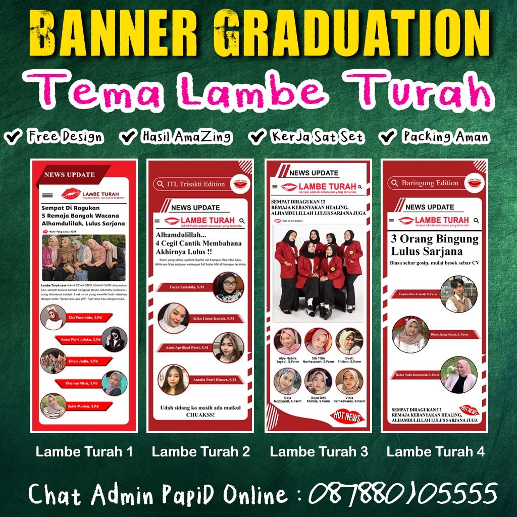 Jual Banner Kelulusan Wisuda, Sempro, Lulus Sekolah, Sidang Wisuda ...