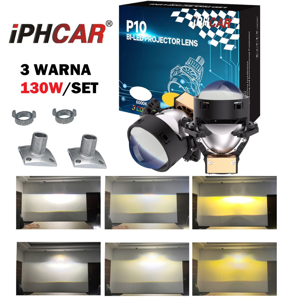 Jual Lampu biled iphcar P10 3 WARNA ALL WEATHER 65W bi led projector ...