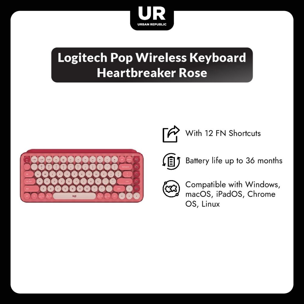Jual Logitech Pop Wireless Keyboard - Heartbreaker Rose | Shopee Indonesia