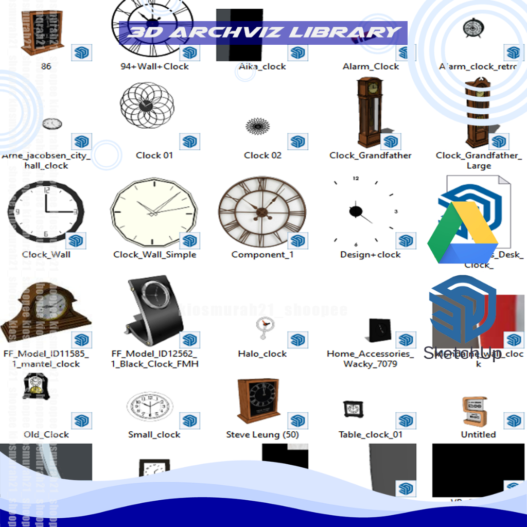 Jual 45 Clocks Sketchup Model Asset Library | Shopee Indonesia