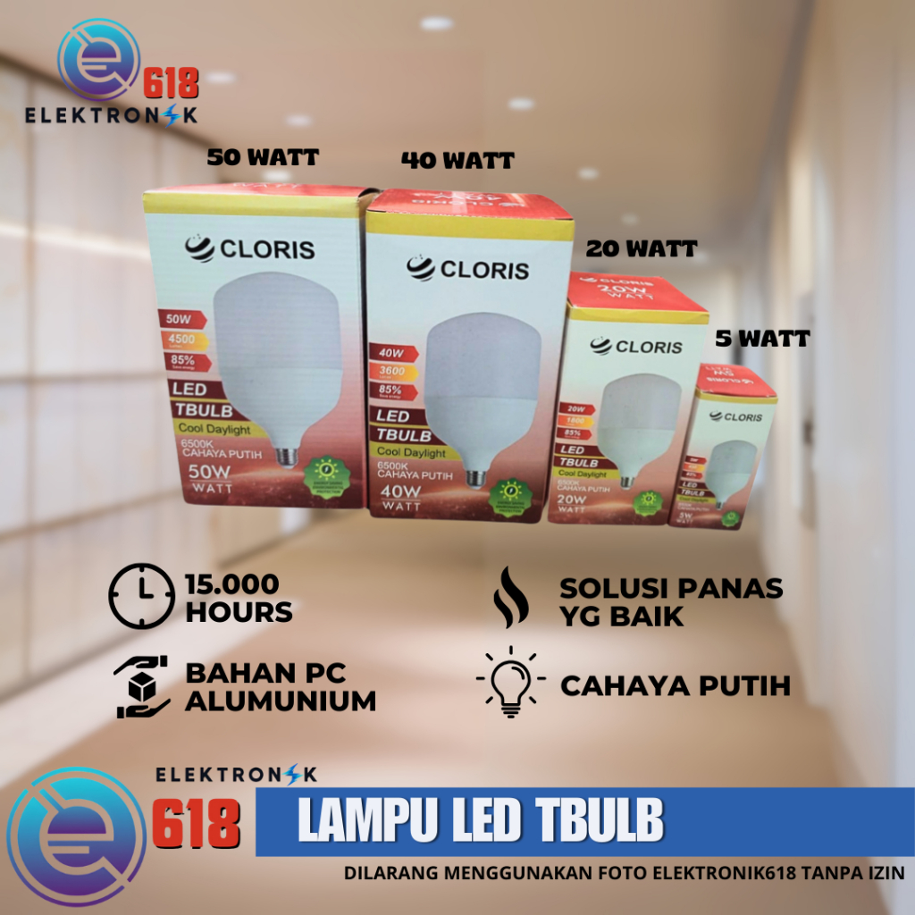 Jual LAMPU LED TBULB CLORIS 5WATT 20 WATT 40 WATT 50 WATT | Shopee ...
