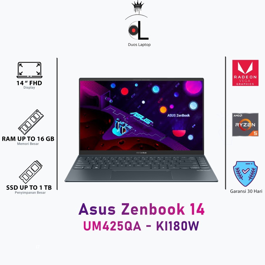 Jual Asus Zenbook 14 UM425QA - KI206W / KI80W | Ryzen 9-5900HX | 14 ...