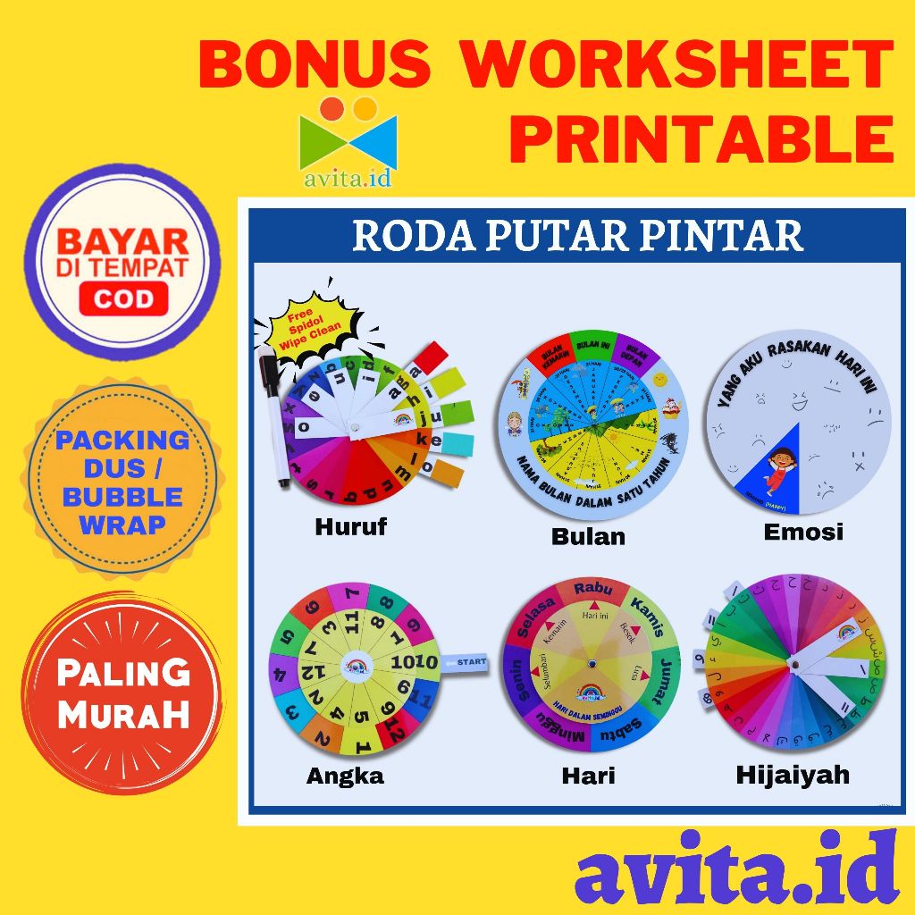 Jual avita.id Roda Putar Pintar / Roda Baca Putar Pintar / Worksheet ...
