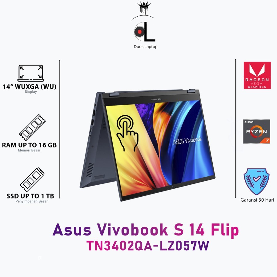 Jual Asus Vivobook 14 S Flip TN3402QA-LZ057W RYZEN 7 5800HHS Ram 16GB ...
